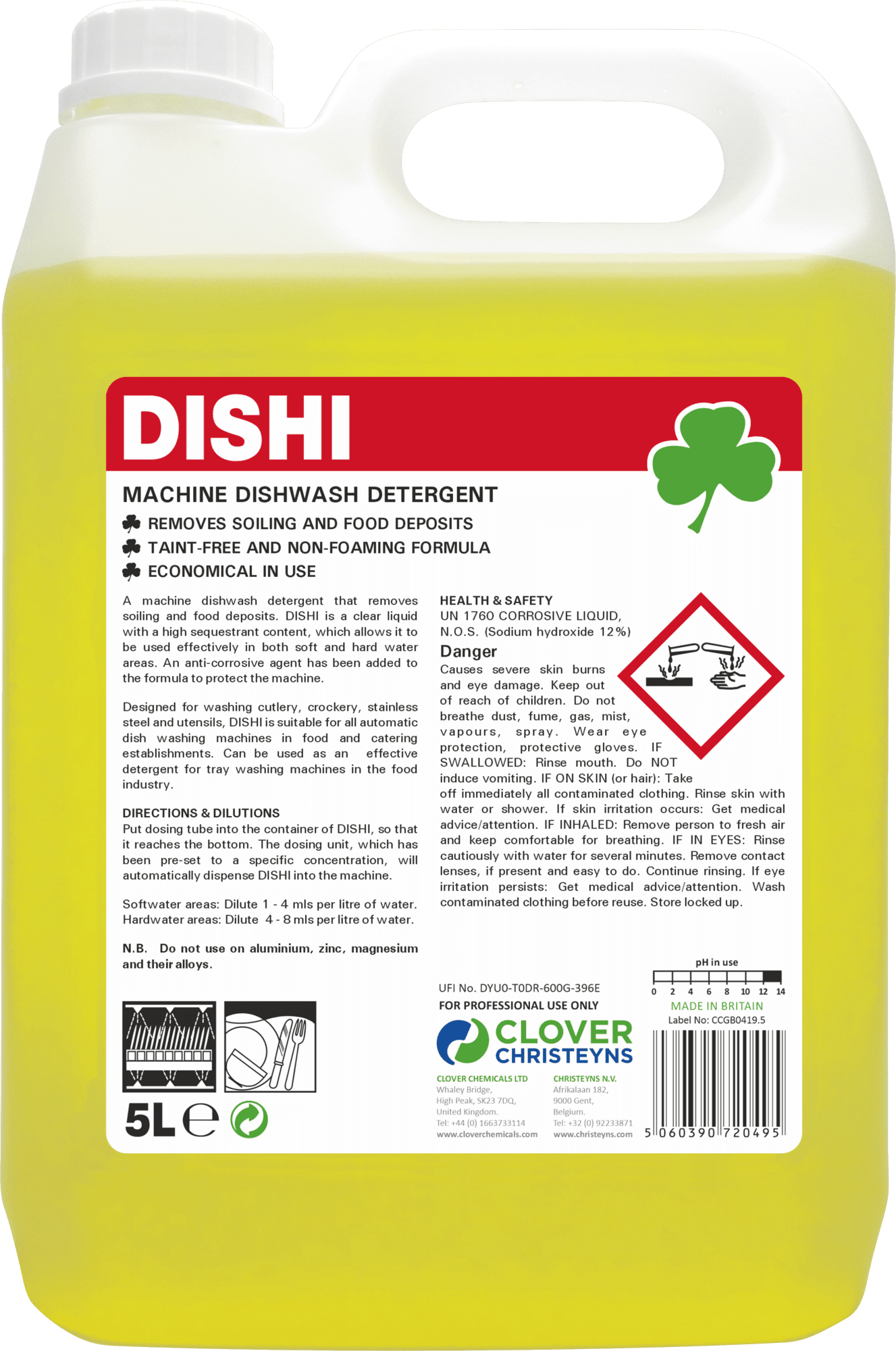Clover Dishi Dishwasher Detergent 314 - Comcat Engineering SW